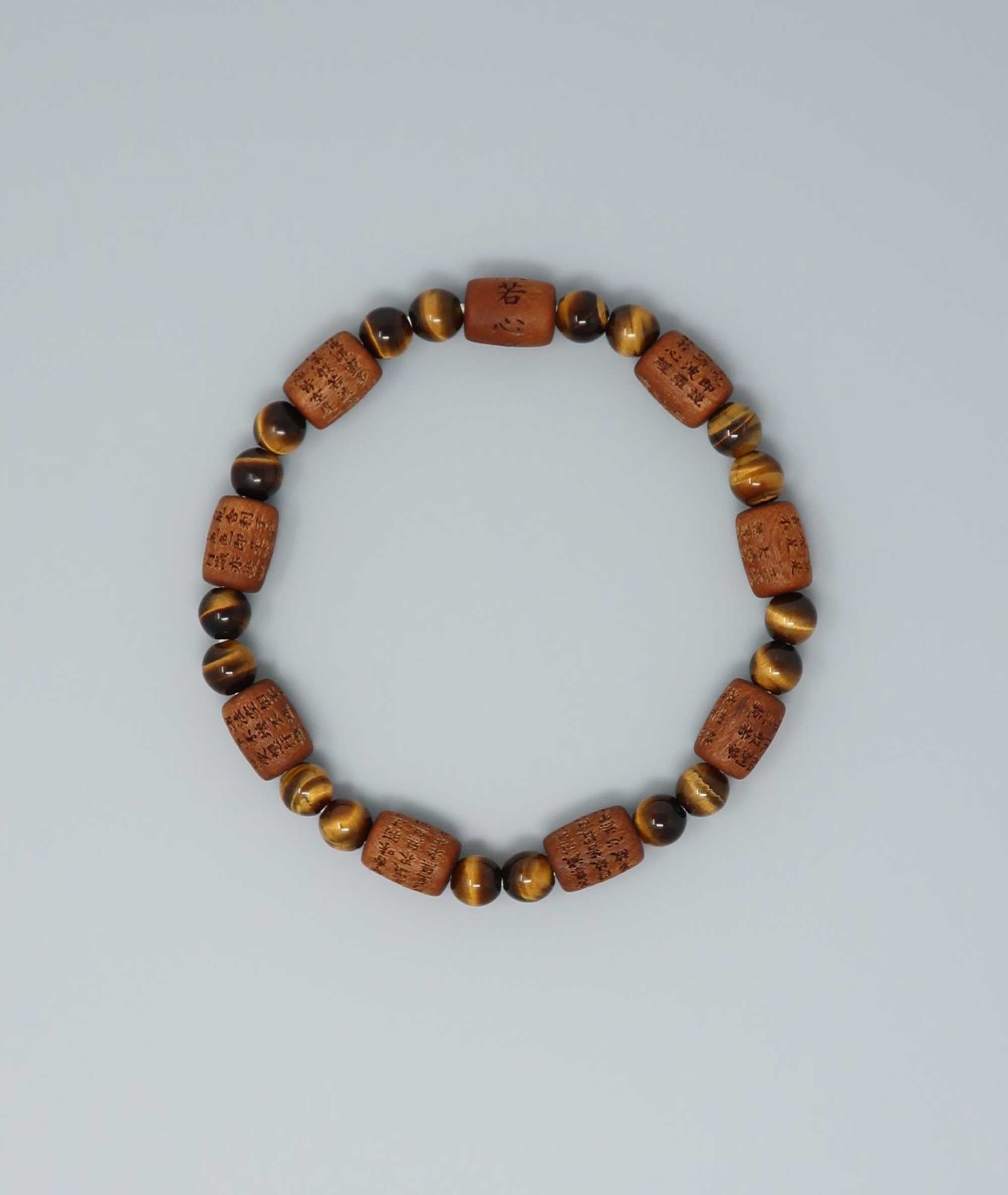 Sandalwood Prayer Bead Bracelet Hand-Engraved Heart Sutra with Tiger’s – Japanklyn Lab